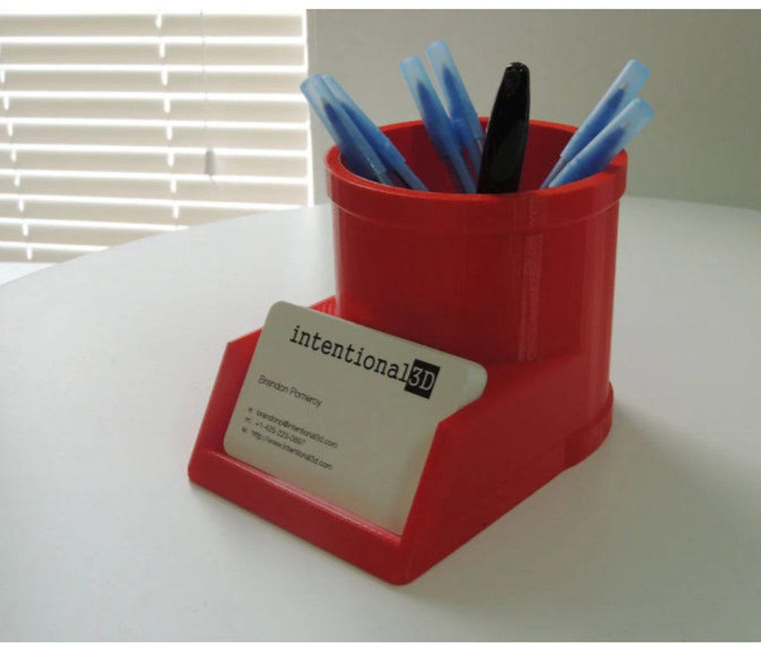 Business Card and Pen Holder / Desk Organizer / Pencil Cup / Display ...