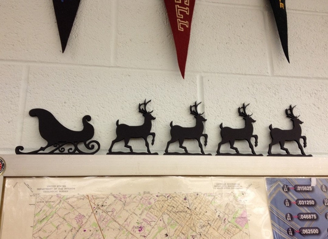 Santa Sleigh & Reindeer Christmas Decoration - Etsy