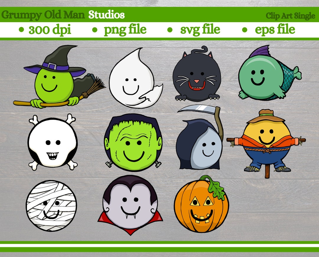 A Collection of Halloween Monster Smiley Face Clip Art Halloween Clip ...