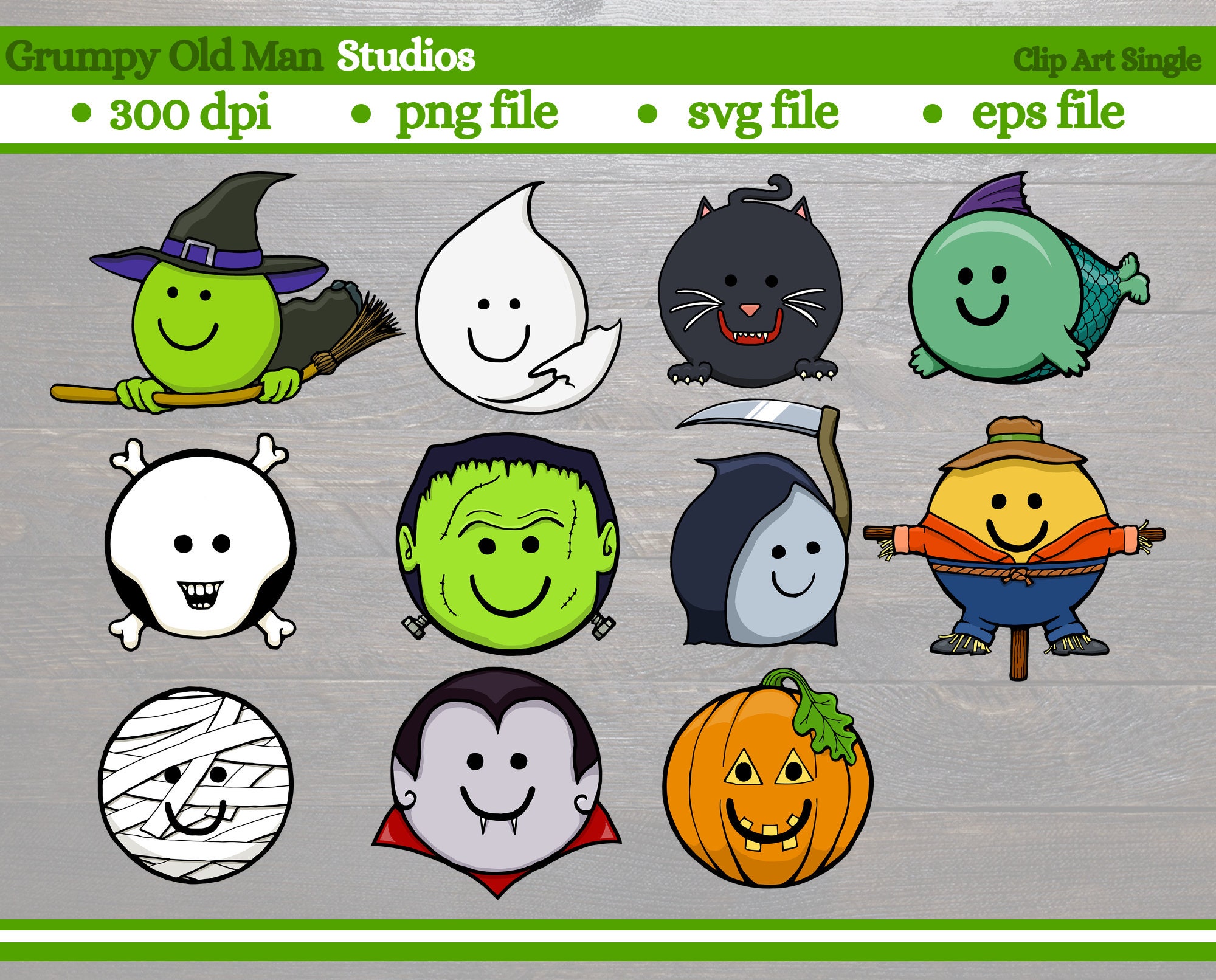 A Collection of Halloween Monster Smiley Face Clip Art Halloween Clip ...
