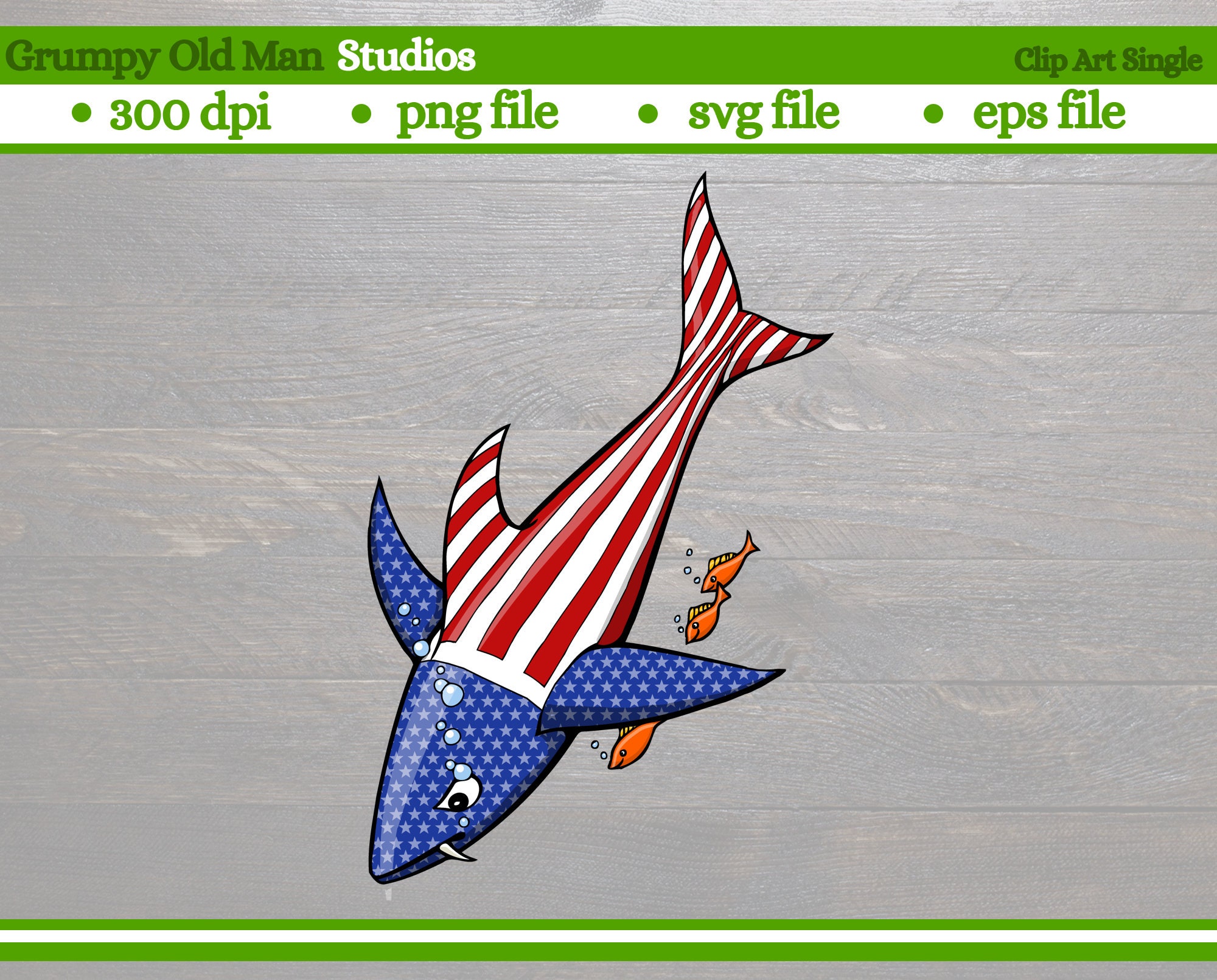 Cartoon Patriotic Shark Clip Art Sea Creature Ocean Animal Svg File Png ...