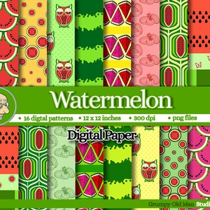 Watermelon Digital Paper - Hand Drawn Patterns for Digital Download - Etsy