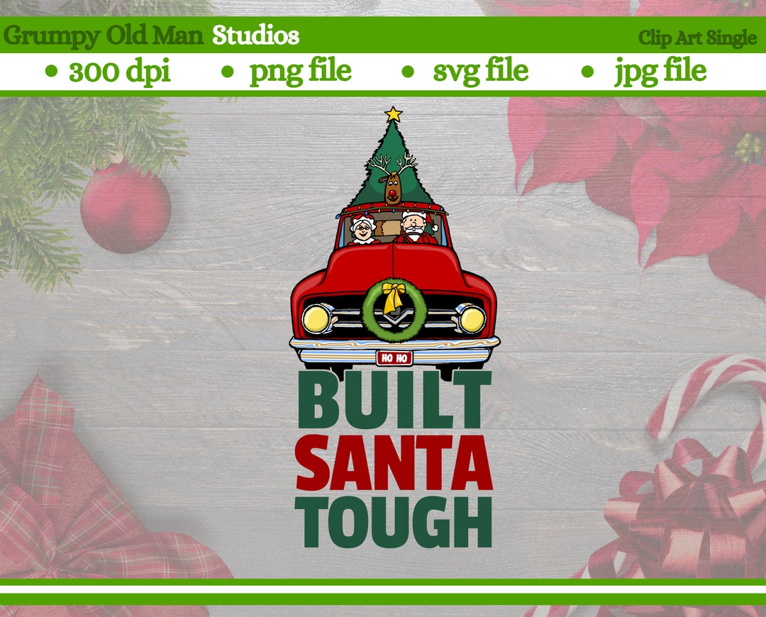 Funny Christmas Spoof Ford Truck Clip Art Classic Truck Built Santa ...
