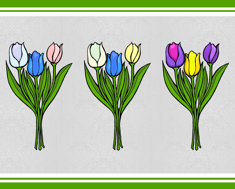 Spring Tulip Flower Clip Art Floral Bouquet Clipart Png - Etsy
