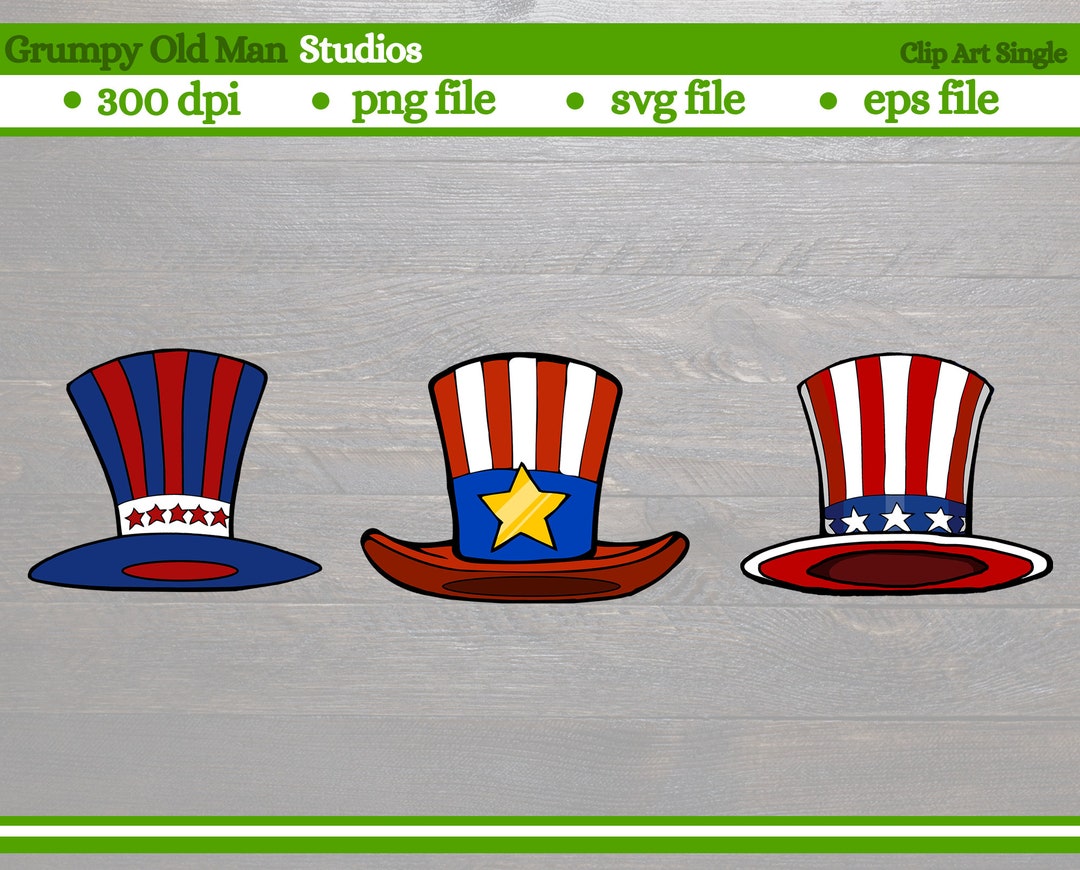 Patriotic Top Hat Clip Art | Uncle Sam Hat Clip Art | 4th of July Clip ...