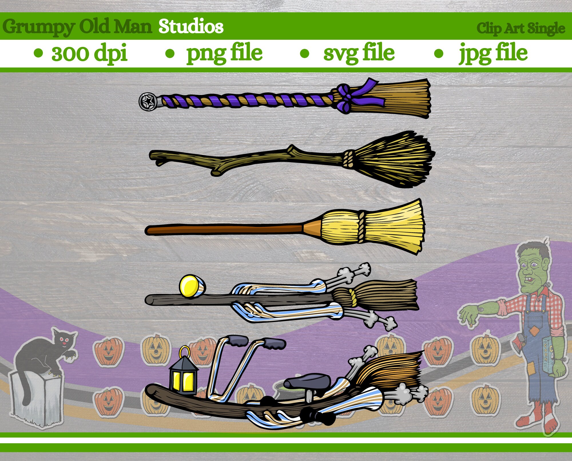 Witchs Brooms Clip Art Halloween Clipart Witchs Stuff Svg File Eps File ...