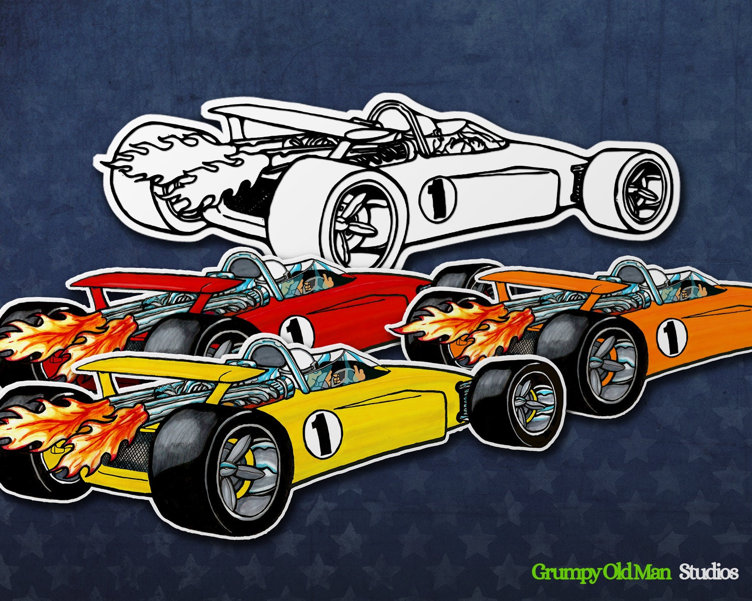 Race Car Digital Stamps Hand Drawn Stamps for Digital Download - Etsy