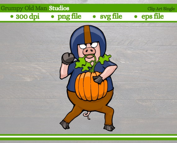 Funny Cartoon Pig Football Player With Pumpkin Clip Art - Etsy