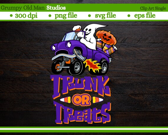 Ghost Driving a Classic Truck Filled With Candy Clip Art | Etsy