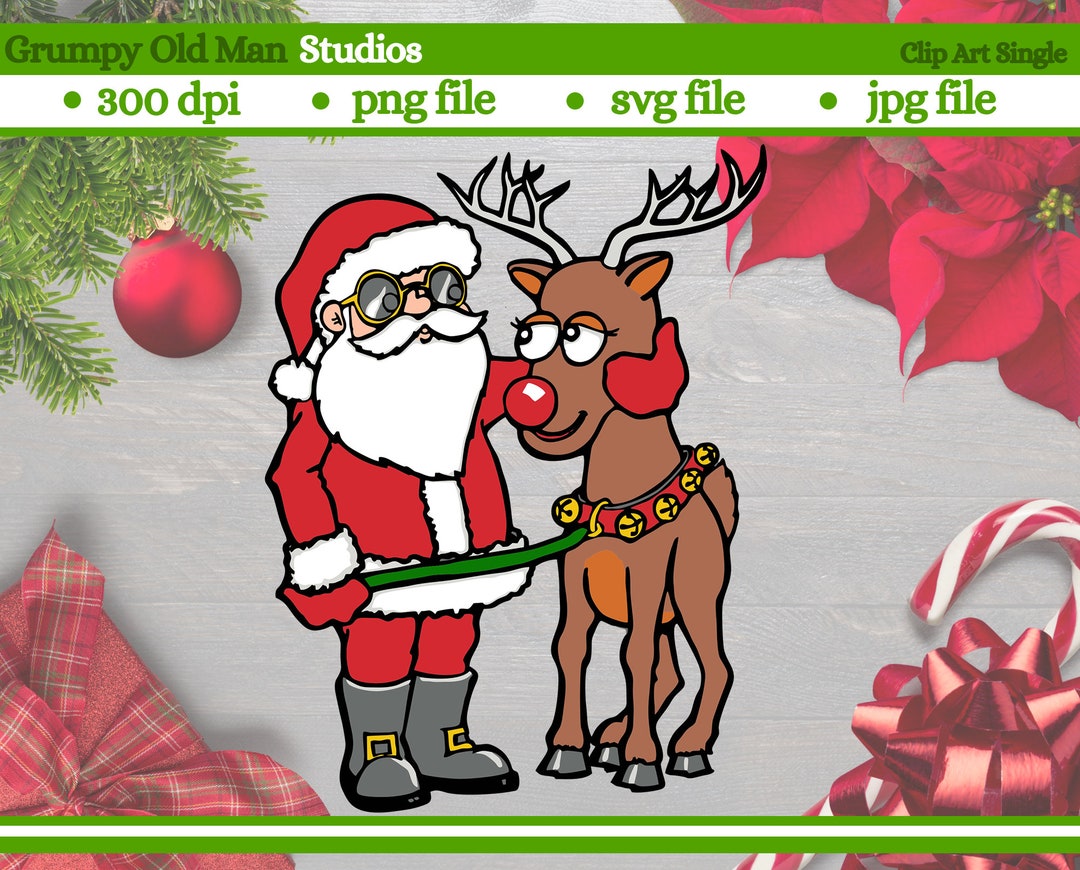 Funny Santa Claus and Rudolph Clip Art | Santa Claus Cut File ...