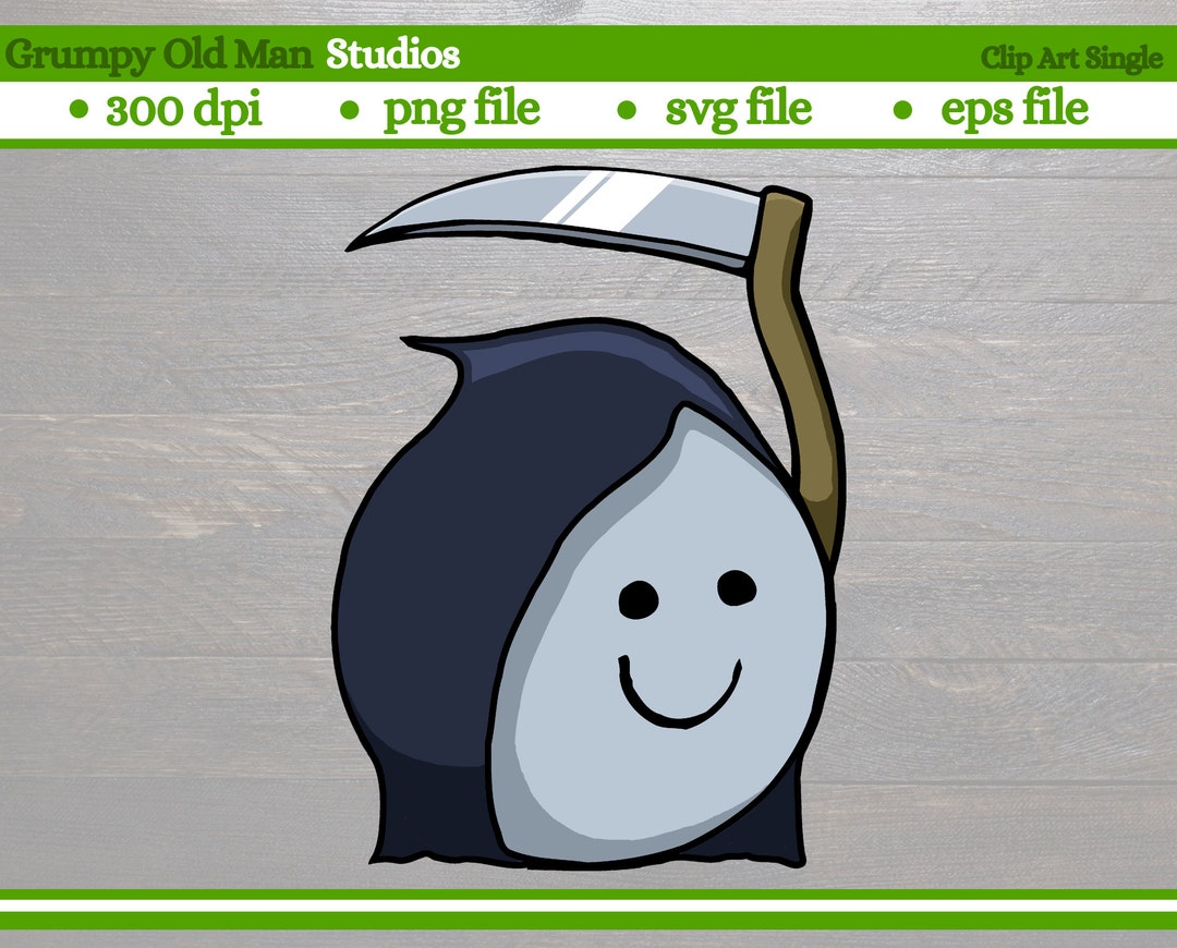 Smiley Face Grim Reaper Clip Art Halloween Clip Art Svg - Etsy
