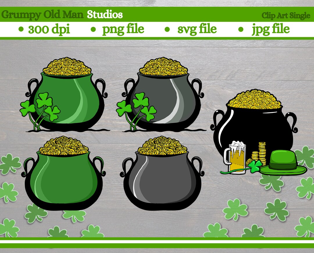 Pot of Gold Clip Art | Saint Patrick's Day Clipart | Png File | Svg ...