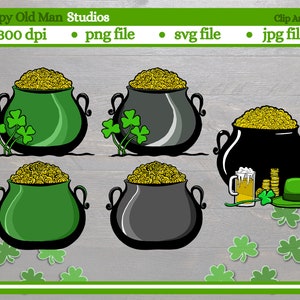 Pot of Gold Clip Art | Saint Patrick's Day Clipart | Png File | Svg ...