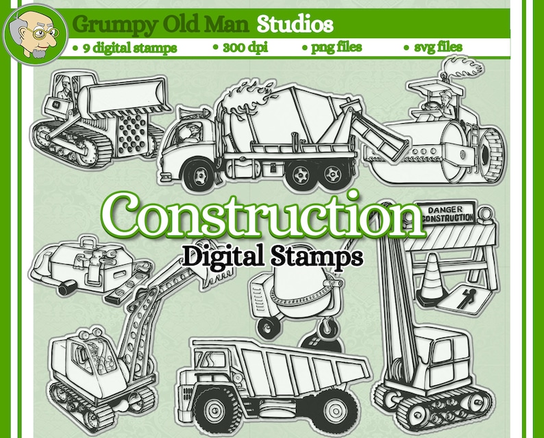 Construction Digital Stamps - Hand Drawn Stamps for Digital Download - Etsy