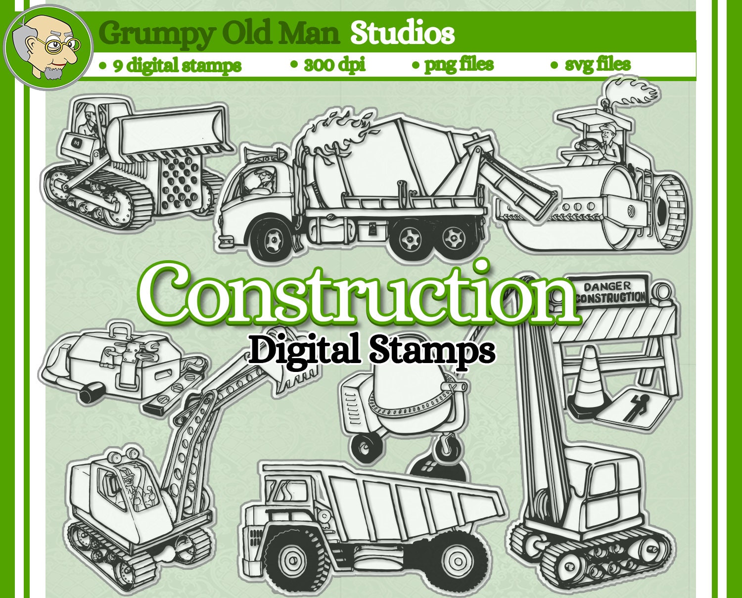 Construction Digital Stamps - Hand Drawn Stamps for Digital Download - Etsy