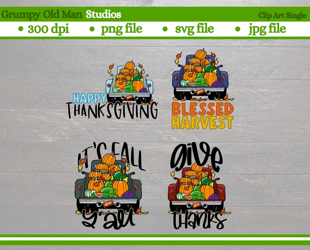 Retro Truck Cut Files Back of Truck Svg Files Happy Thanksgiving ...
