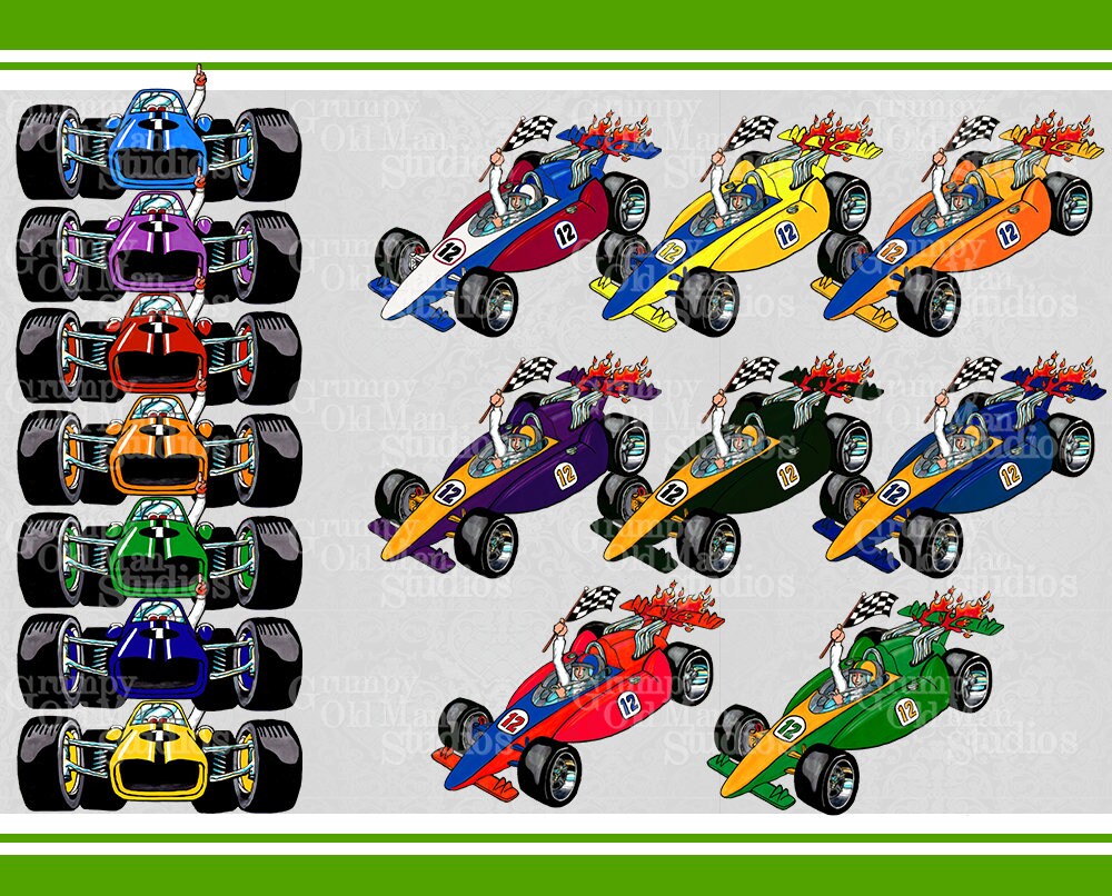 Race Car Clip Art Hand Drawn Clipart for Digital Download - Etsy