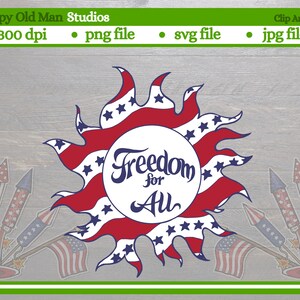 Blazing Sun Clip Art Fourth of July Freedom for All Independence Day ...