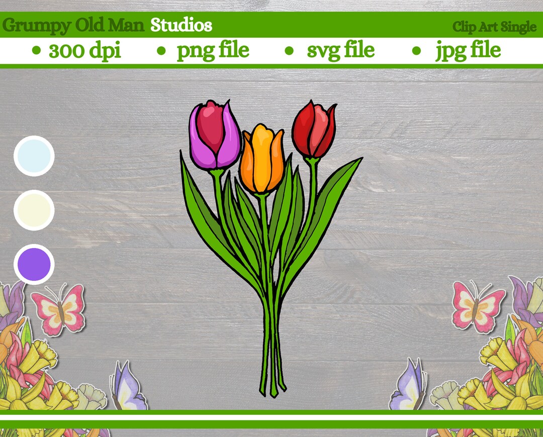 Spring Tulip Flower Clip Art Floral Bouquet Clipart Png - Etsy