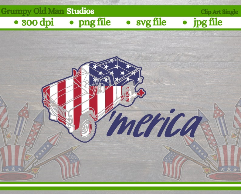 Merica Truck Svg Fourth of July Clipart Classic Truck Red White and ...
