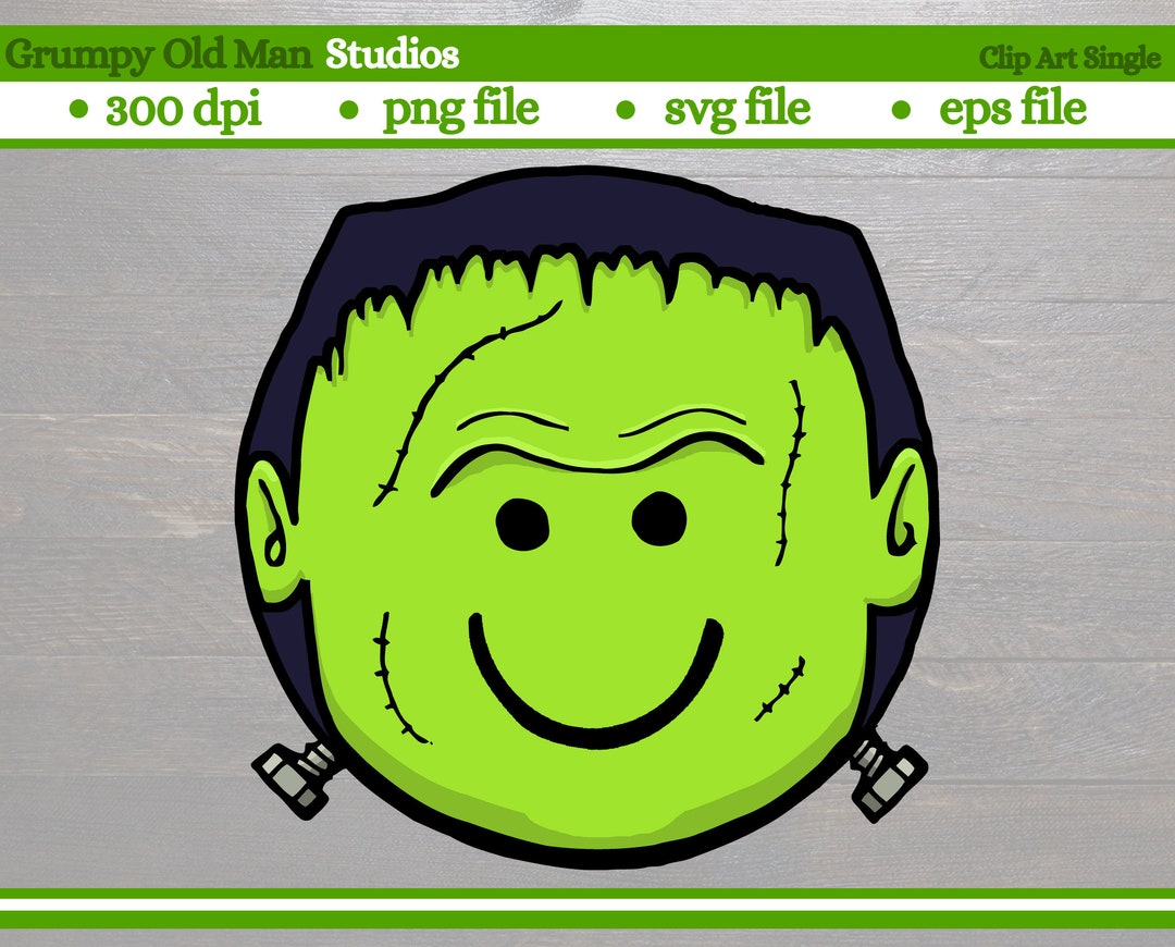 Smiley Face Frankenstein Clip Art Halloween Clip Art Svg File Png File ...