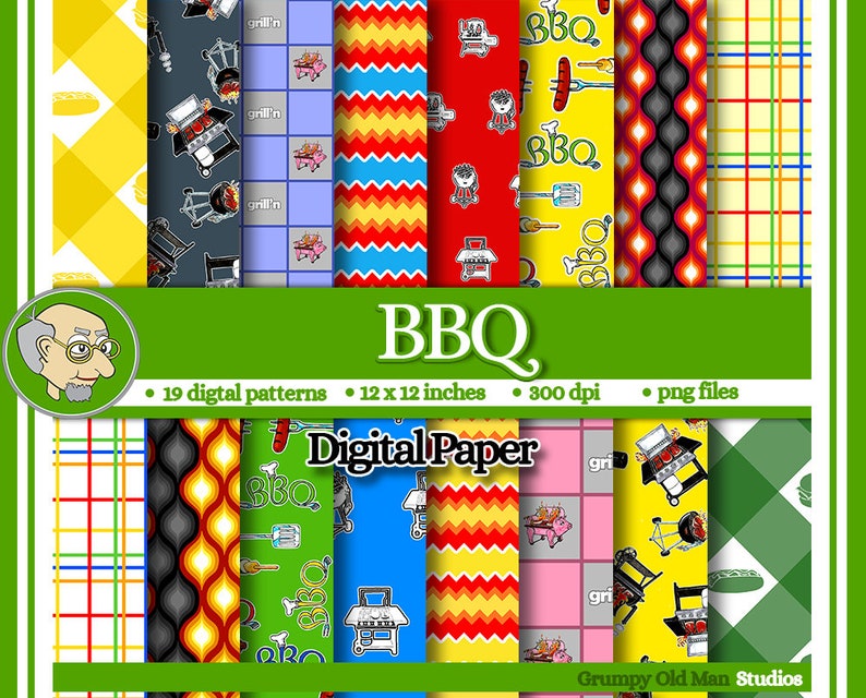 Bbq Digital Paper Hand Drawn Patterns for Digital Download - Etsy