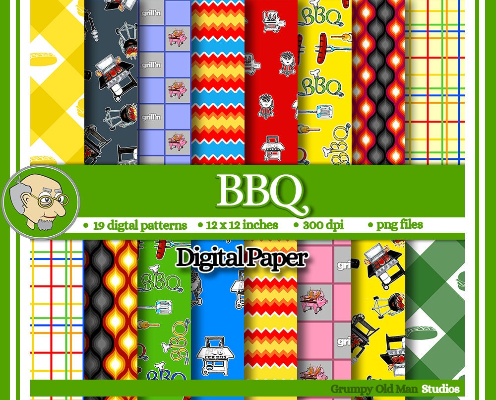 Bbq Digital Paper - Hand Drawn Patterns for Digital Download - Etsy