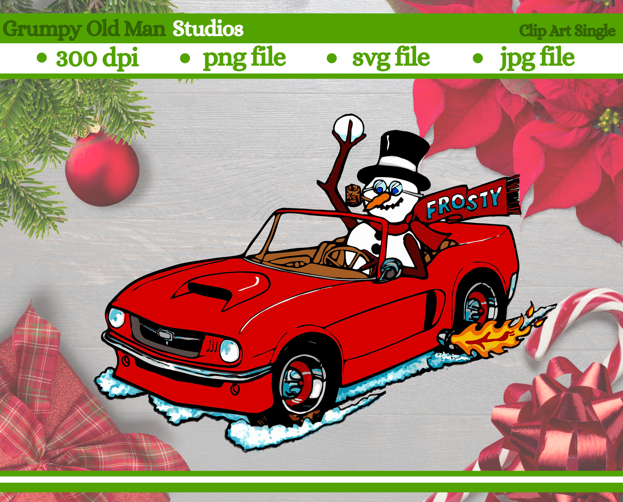 Snowman Driving a Sports Car Clip Art | Frosty Driving Cut File ...