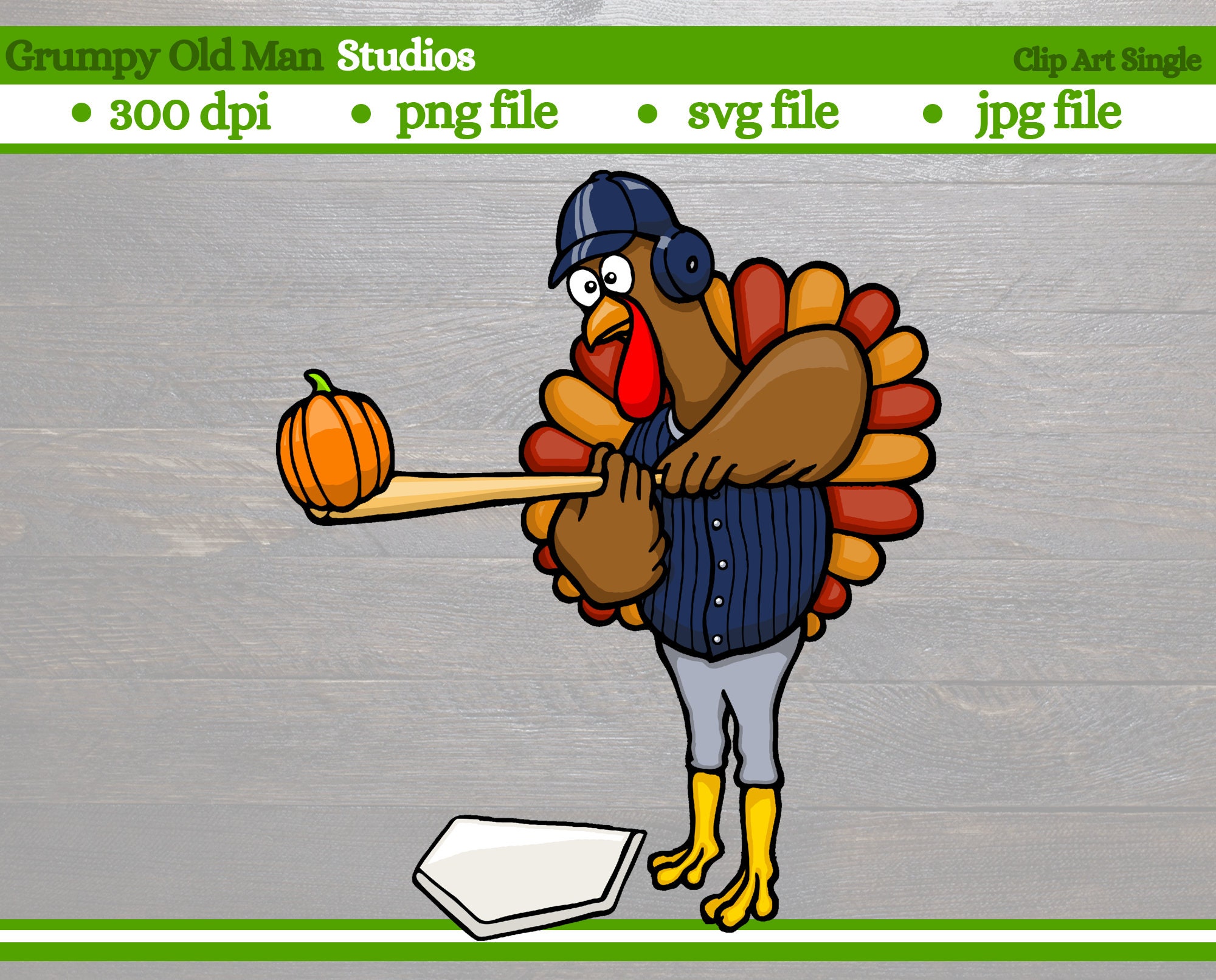 Cartoon Turkey Baseball Player Clip Art | Thanksgiving Svg File | Png ...