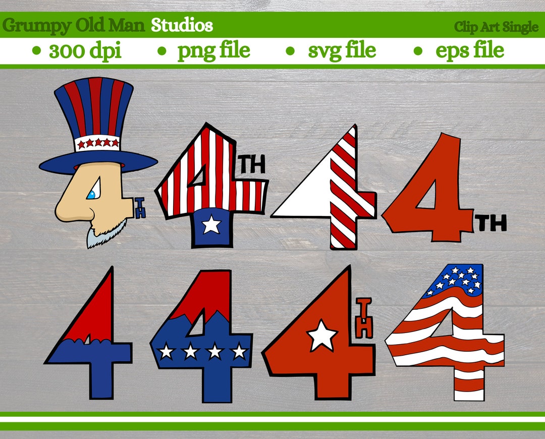 Stylized Number 4 Fourth of July Clip Art | 4th of July Clip Art | 4 as ...