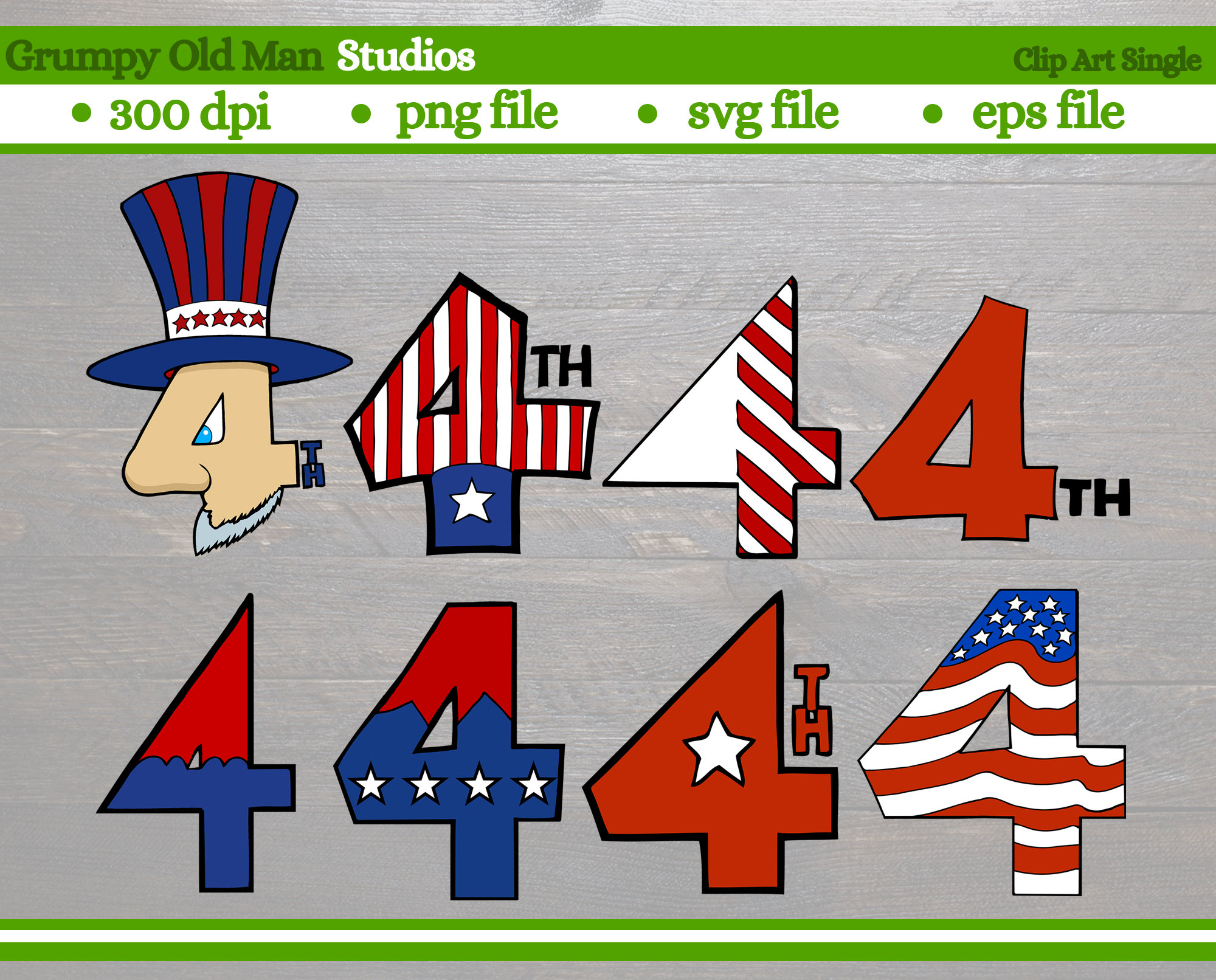 Stylized Number 4 Fourth of July Clip Art | 4th of July Clip Art | 4 as ...