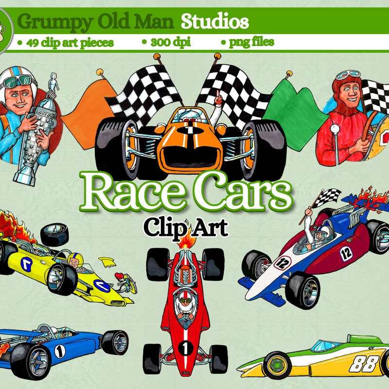 Race Cars Clip Art - Etsy