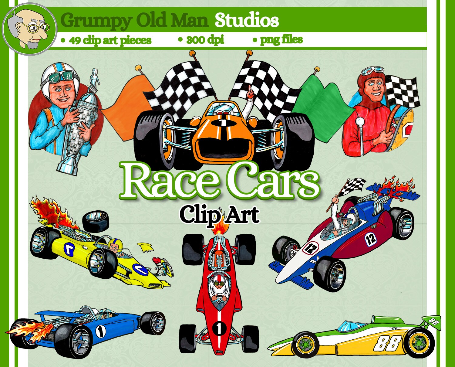 Green Race Car Clip Art