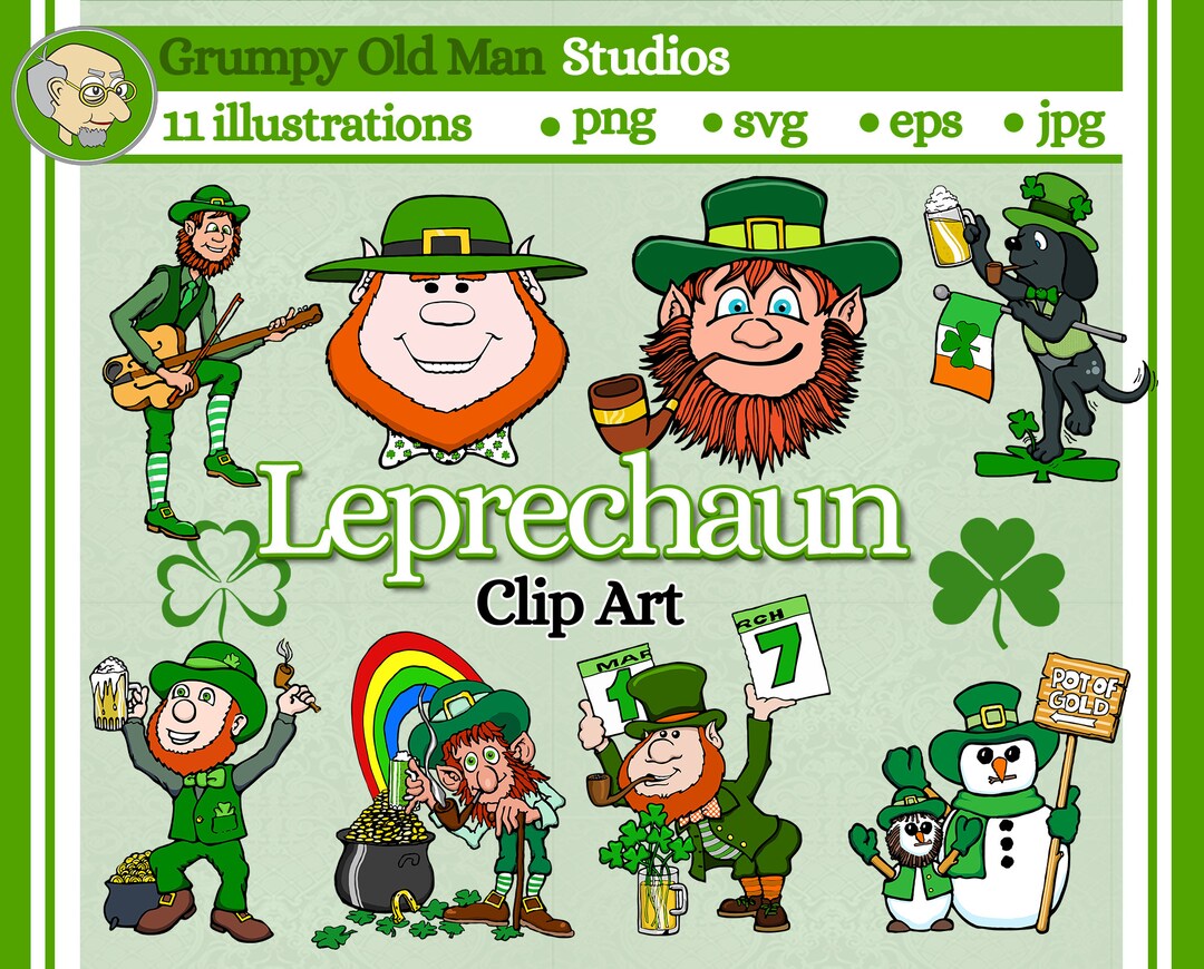 Leprechaun Clip Art Saint Patrick's Day Clip Art Pot - Etsy