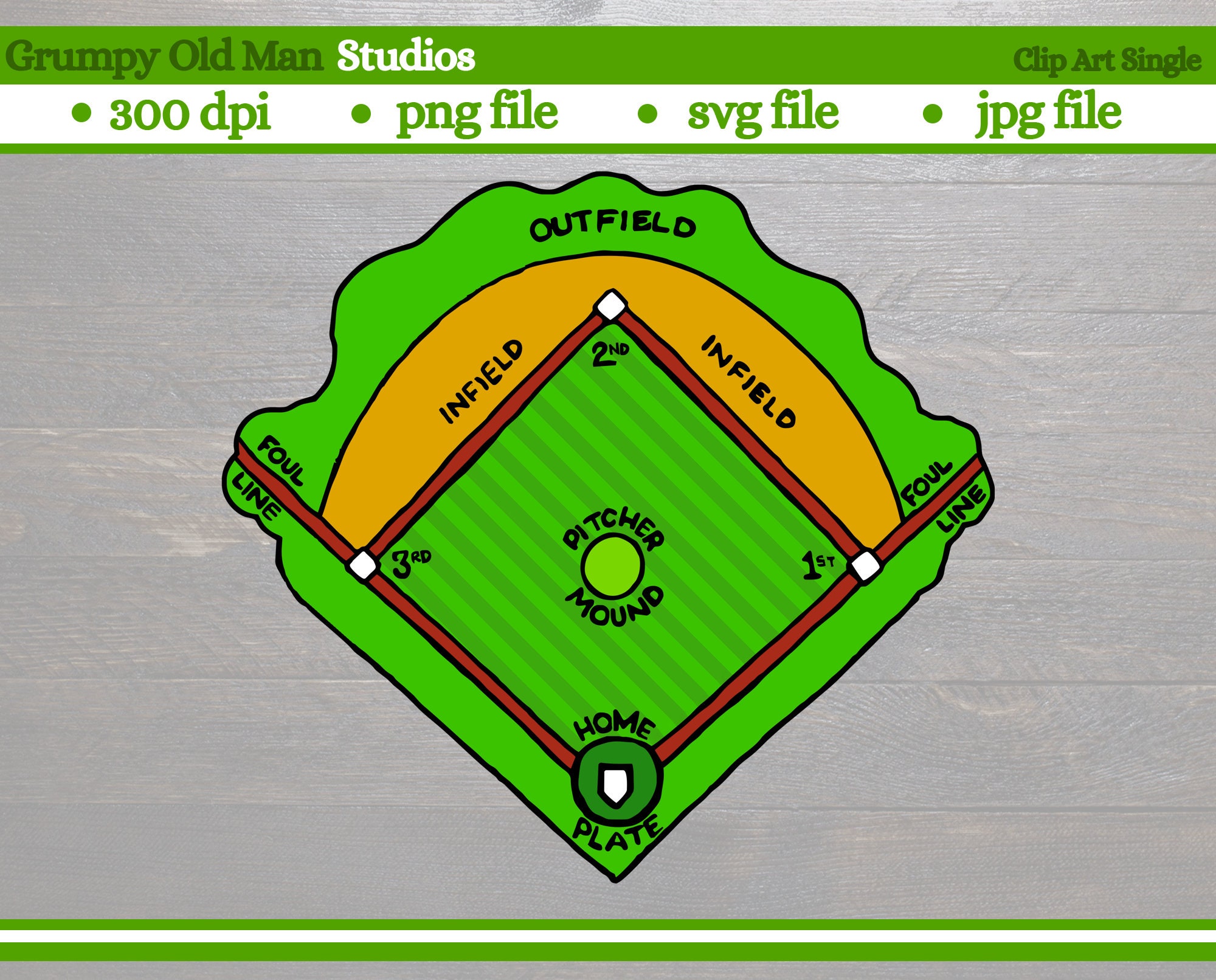 Baseball field clip art ball park svg file png file | Etsy