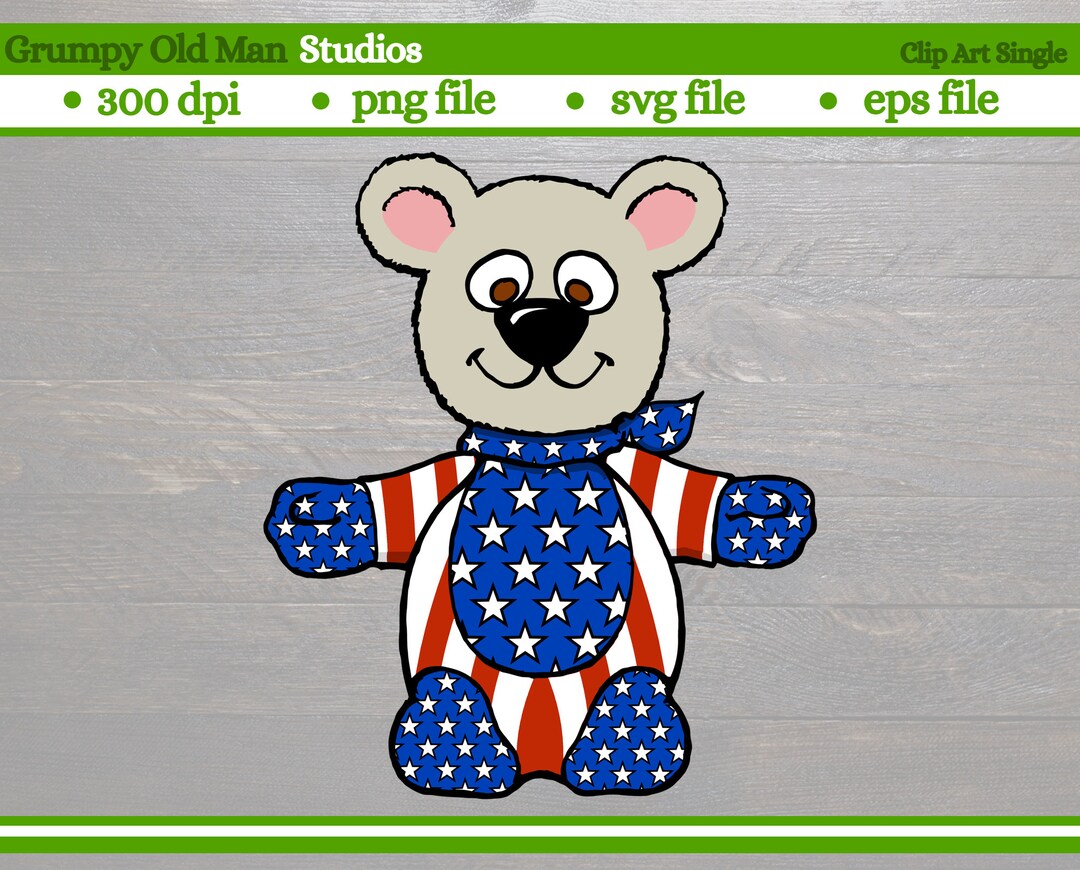 Patriotic Teddy Bear Clip Art | 4th of July Clip Art | Svg File | Png ...