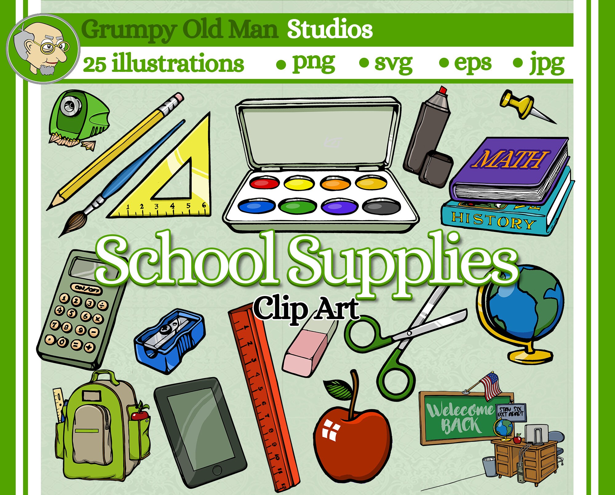 Green School Folder Clip Art