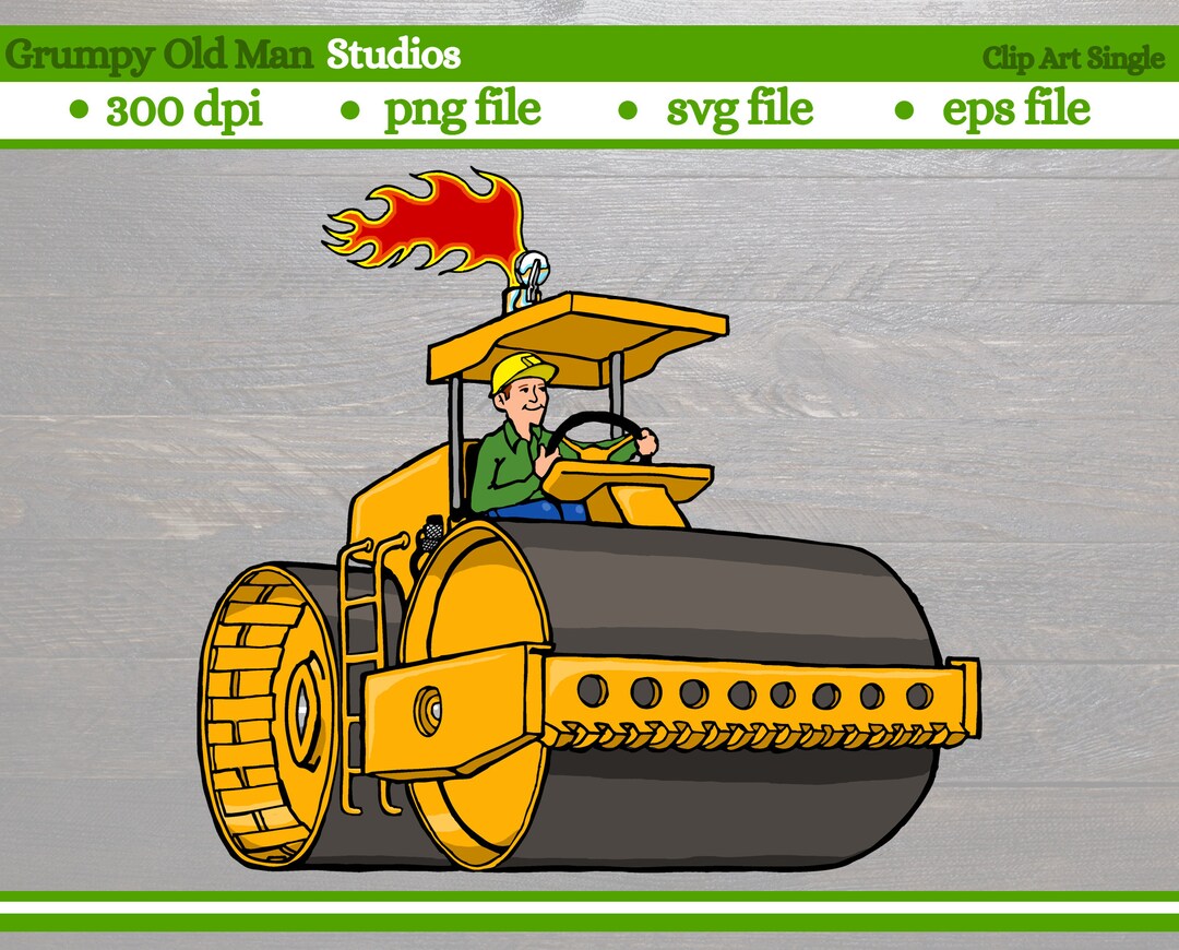 Steamroller Clip Art Road Roller Construction Equipment - Etsy