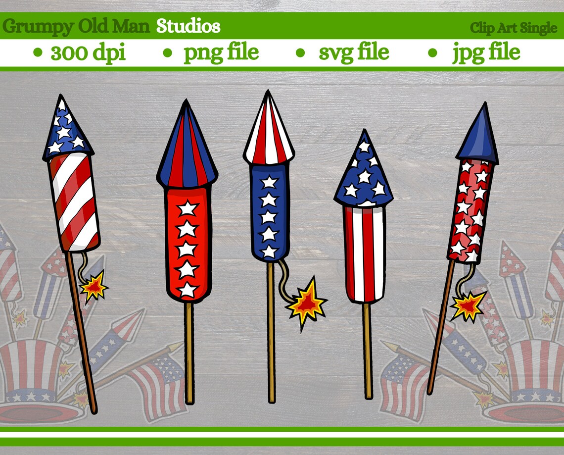4th of July Rocket Clip Art |fireworks Clipart | July 4th Firecracker ...