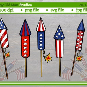 4th of July Rocket Clip Art |fireworks Clipart | July 4th Firecracker ...