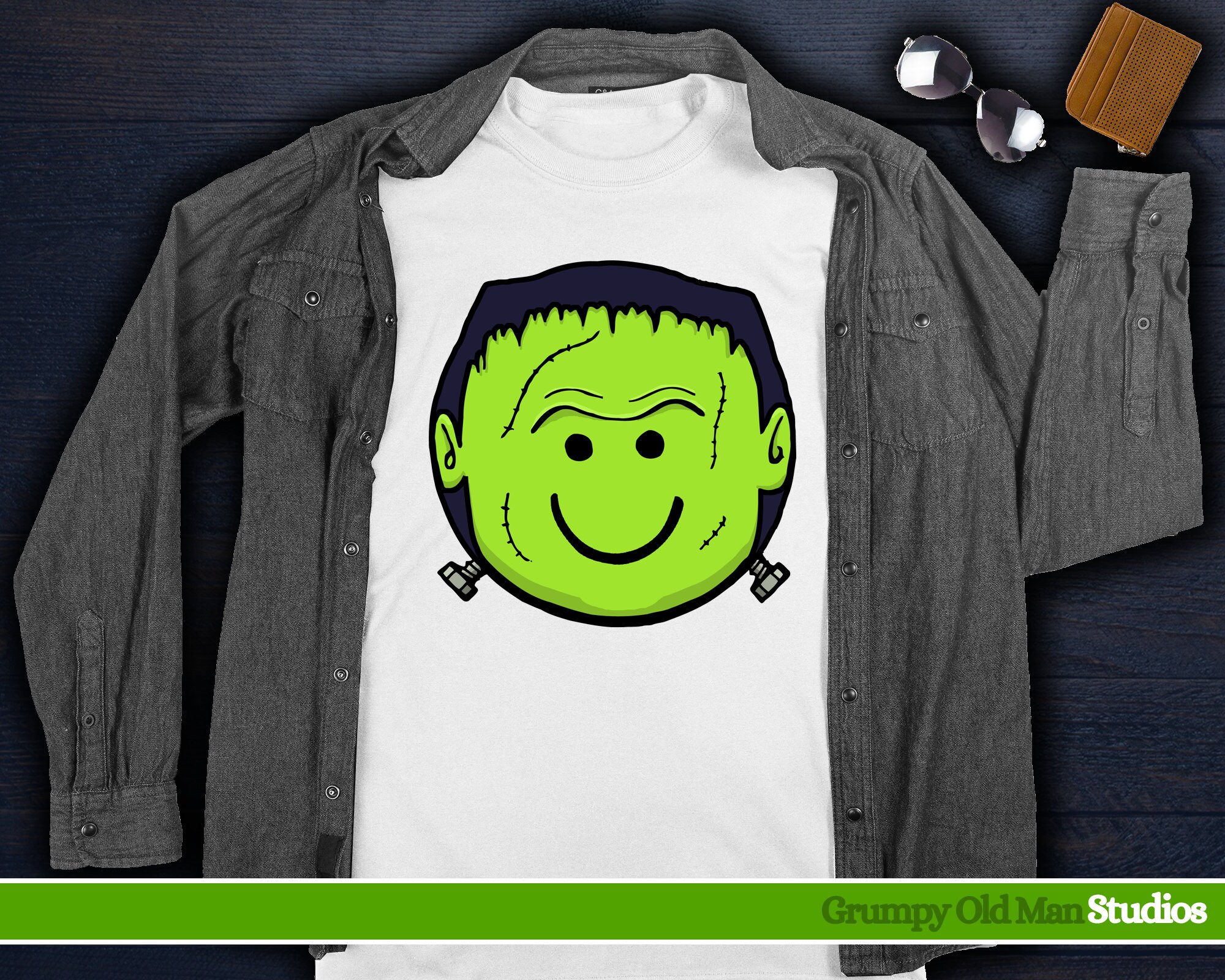 Smiley Face Frankenstein Clip Art Halloween Clip Art Svg File Png File ...