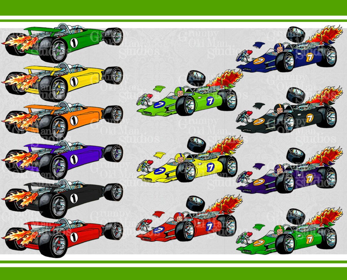 Race Car Clip Art Hand Drawn Clipart for Digital Download - Etsy