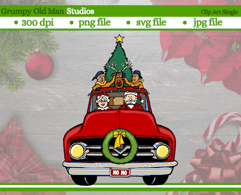Ford Christmas Truck Clip Art Santa Driving a Truck With a Christmas ...
