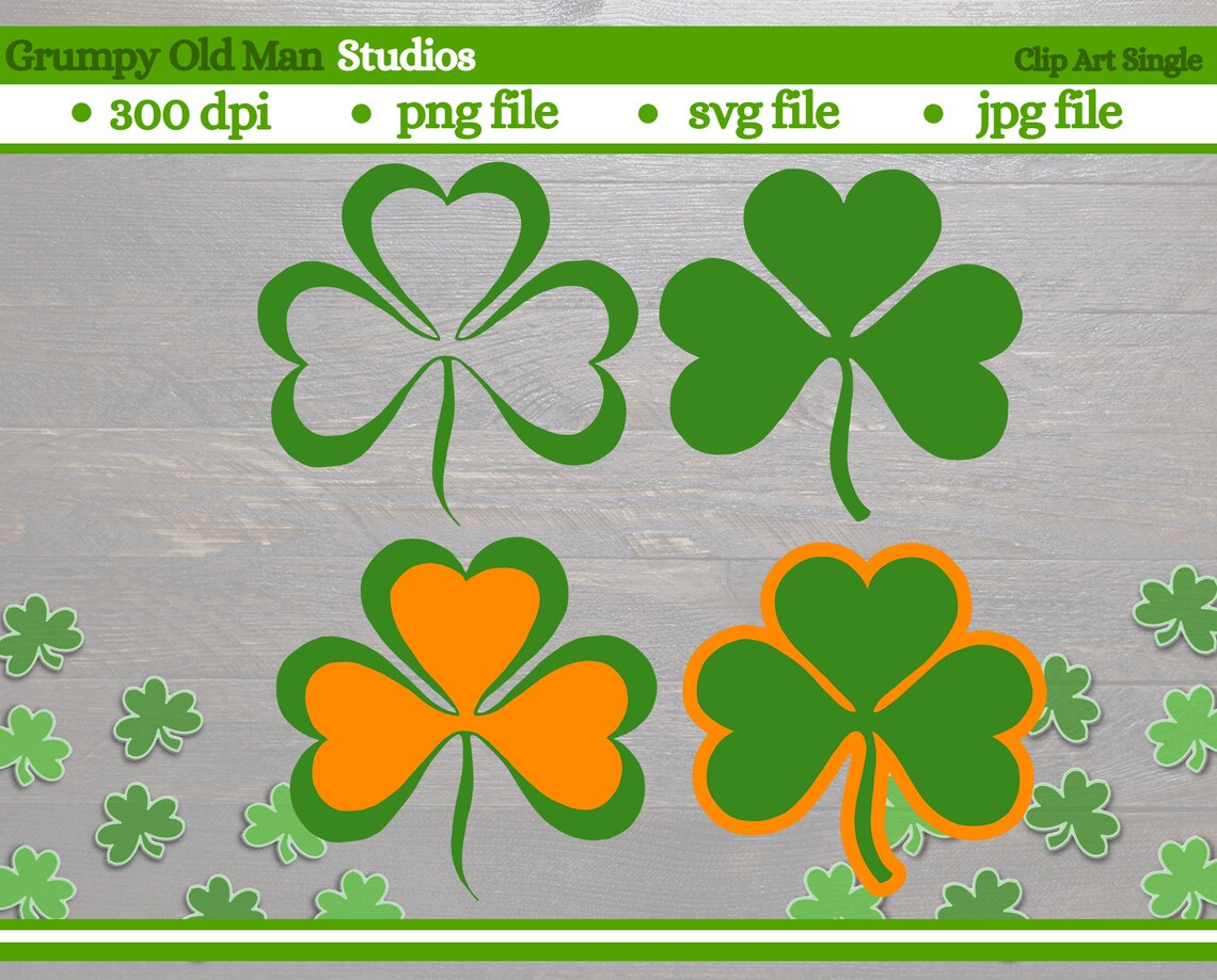 Stylized Shamrock Cut File Three Leaf Clover Clip Art Saint Patrick's ...