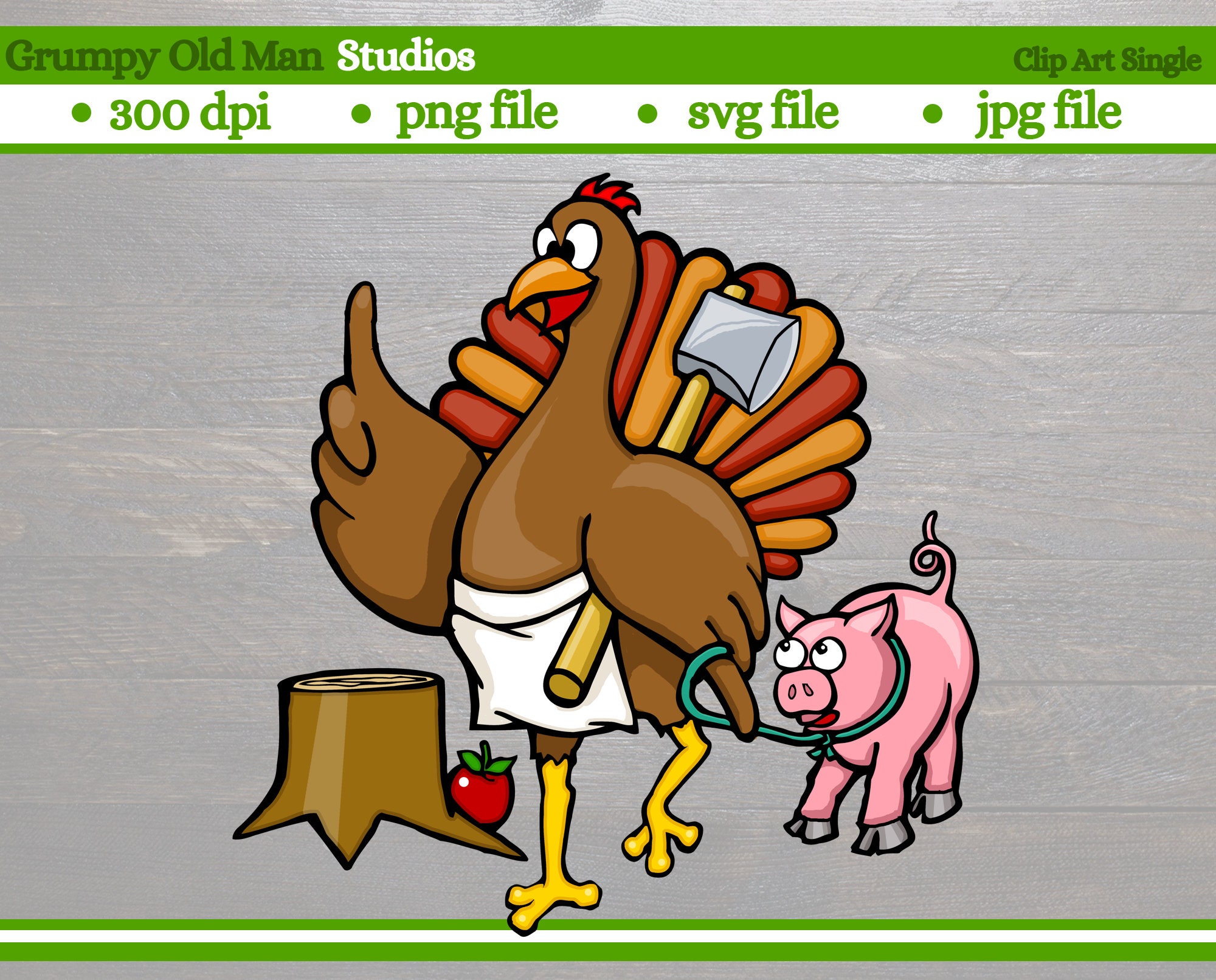 Cartoon Turkey With Pig Clip Art Tree Stump Svg Turkey - Etsy