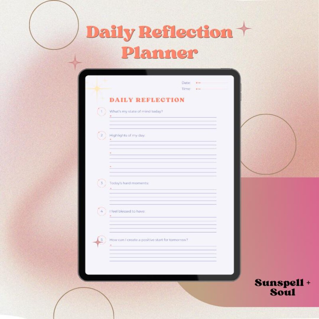 Self Reflection Planner | 7 Day Digital Download - Etsy