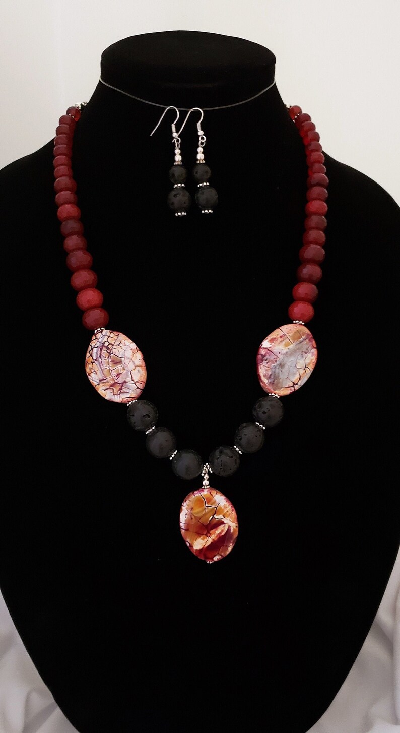 Chunky Natural Stone Necklace Set - Etsy