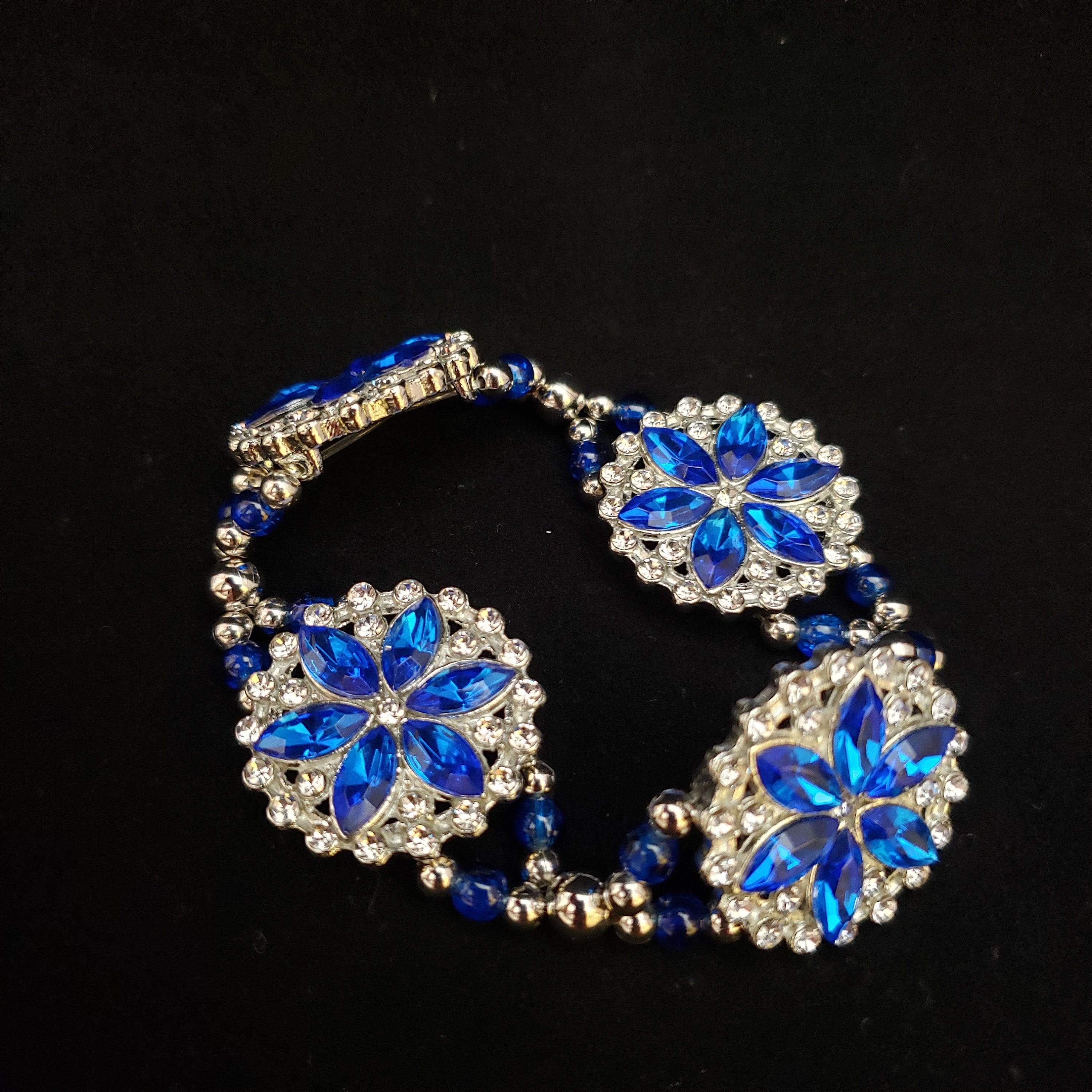 Shimmering Royal Blue Rhinestone Stretch Bracelet - Etsy