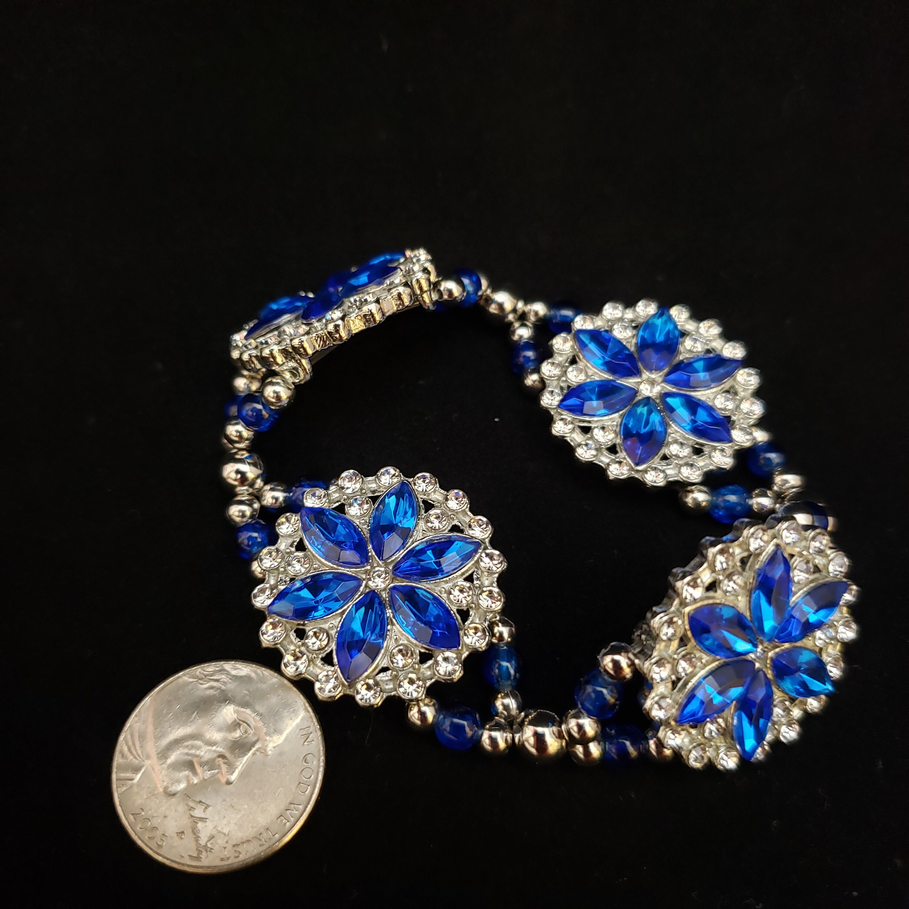 Shimmering Royal Blue Rhinestone Stretch Bracelet - Etsy