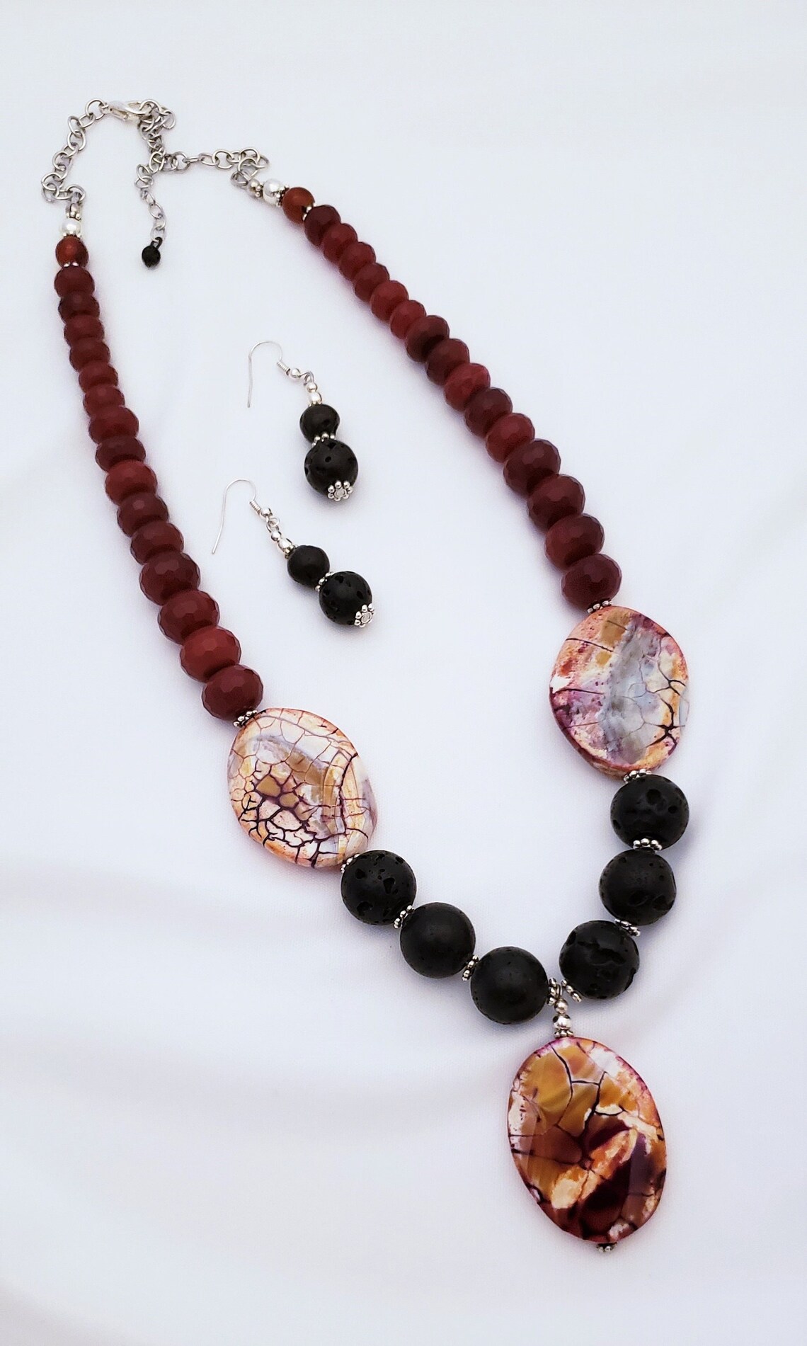 Chunky Natural Stone Necklace Set - Etsy